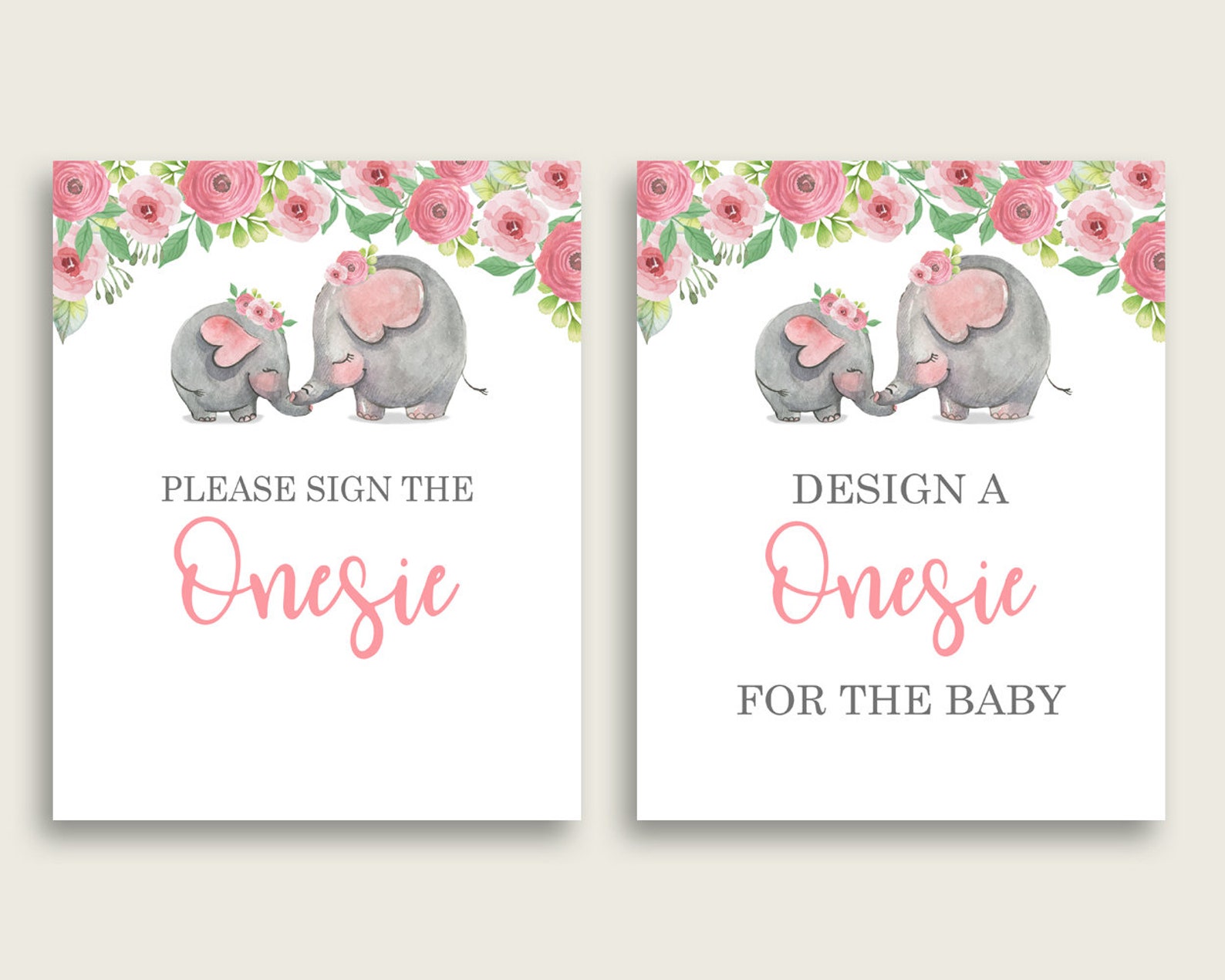 Pink Grey Please Sign the Onesie Sign and Design A Onesie Sign | Etsy