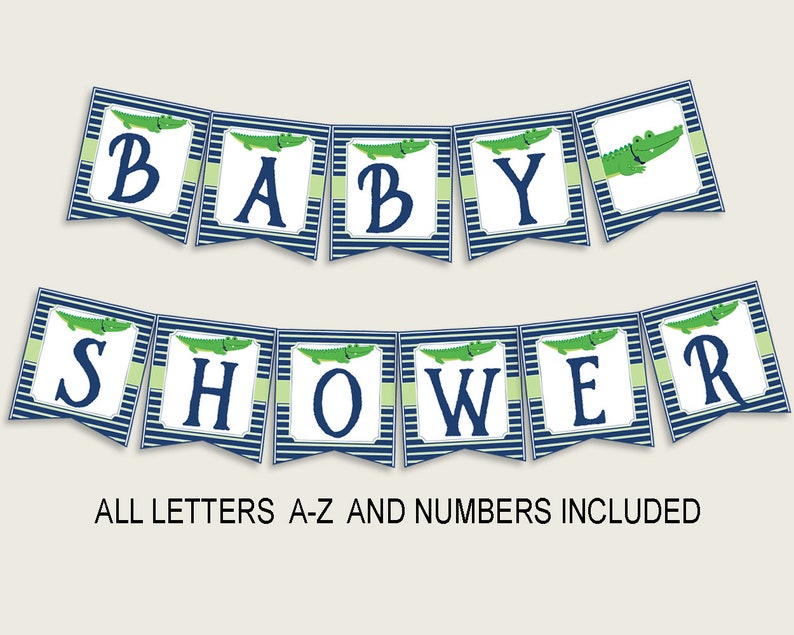 Alligator Baby Shower Banner All Letters, Birthday Party Banner ...