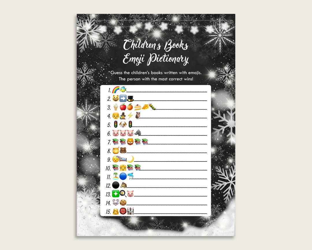 Chalkboard Winter Childrens Book Emoji Pictionary Game, Emoticon ...