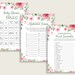 Watercolor Flowers Baby Shower Games Printable Pack, Pink Green Baby ...