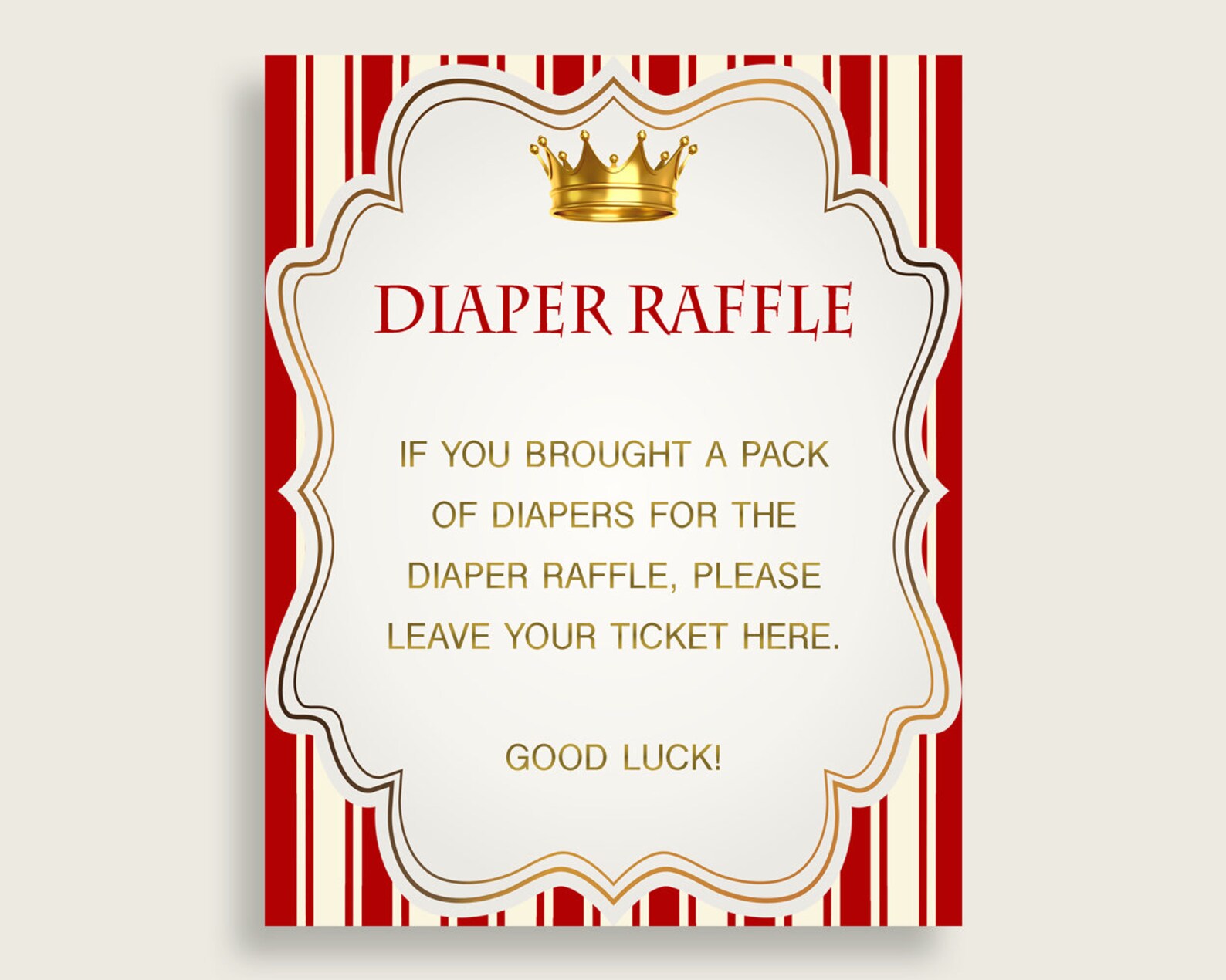 Diaper Raffle Baby Shower Diaper Raffle Prince Baby Shower - Etsy