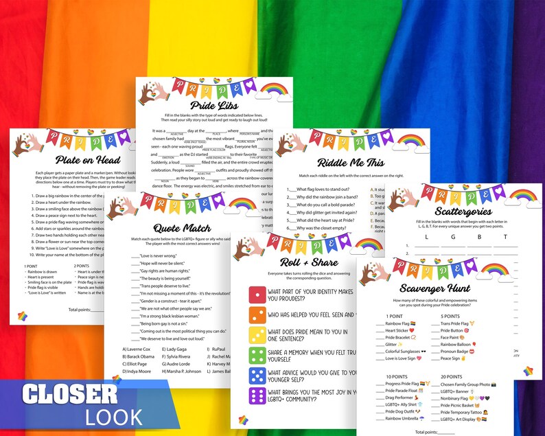Pride Games Bundle 2025, Printable LGBTQ Party Games for Adults, Teens ...