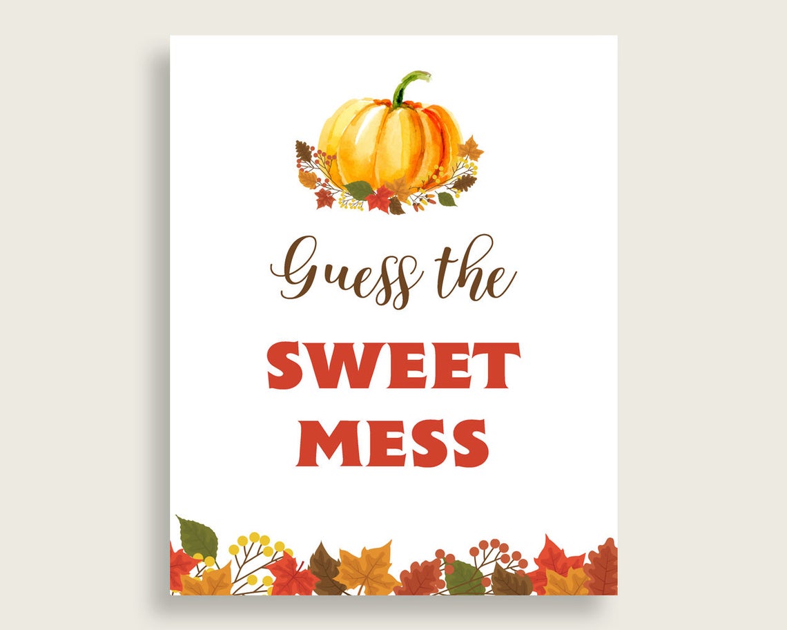 Fall Guessing Game Baby Shower Gender Neutral, Orange Brown Guess the ...
