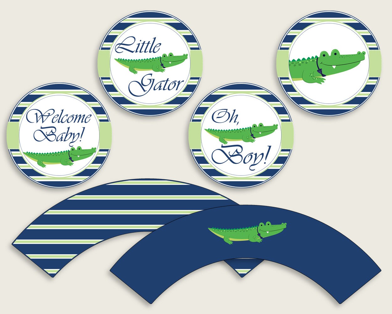 Alligator Cupcake Toppers, Blue Green Cupcake Wrappers, Toppers ...