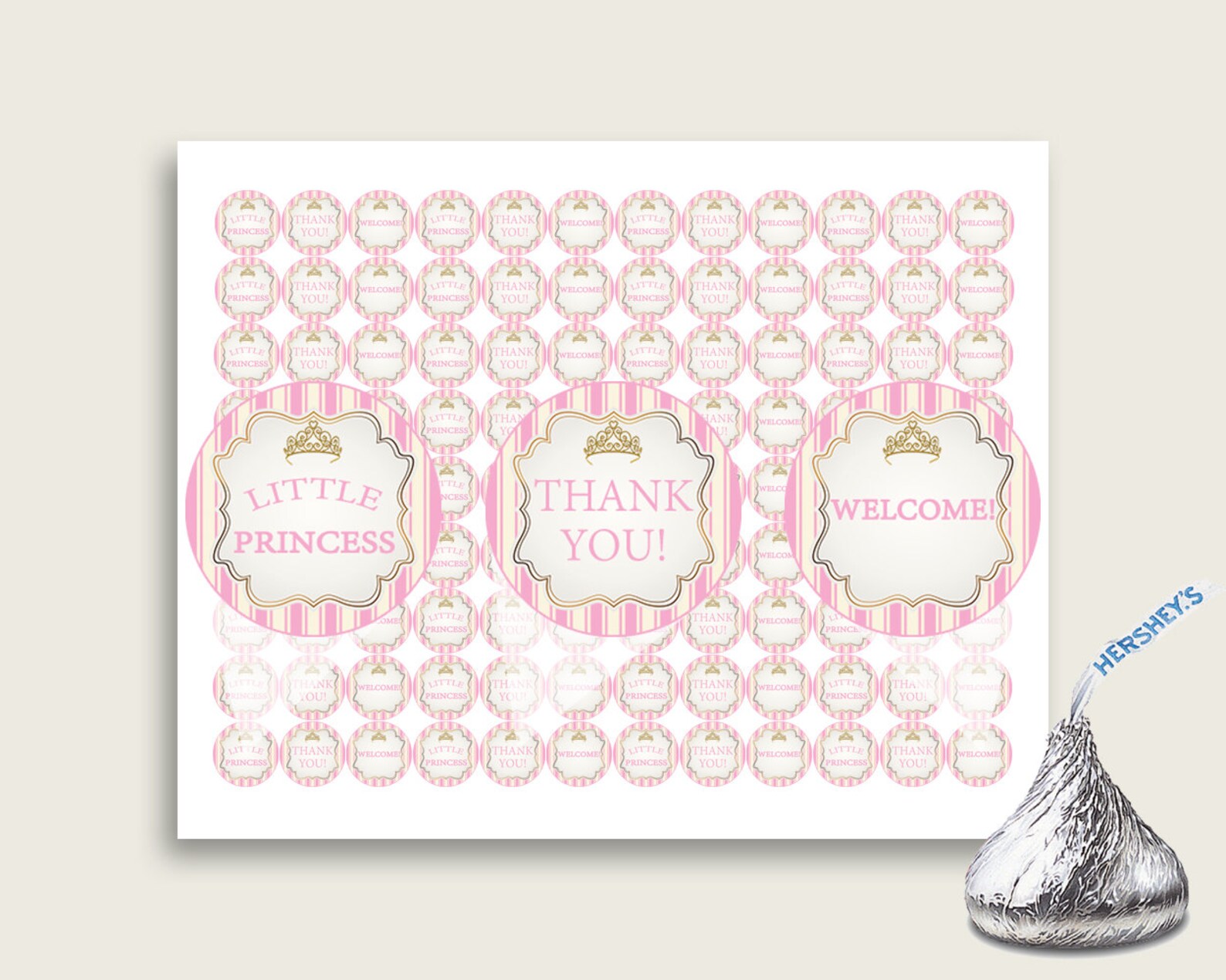 Royal Princess Hershey Kisses Circle Printable Pink Gold - Etsy