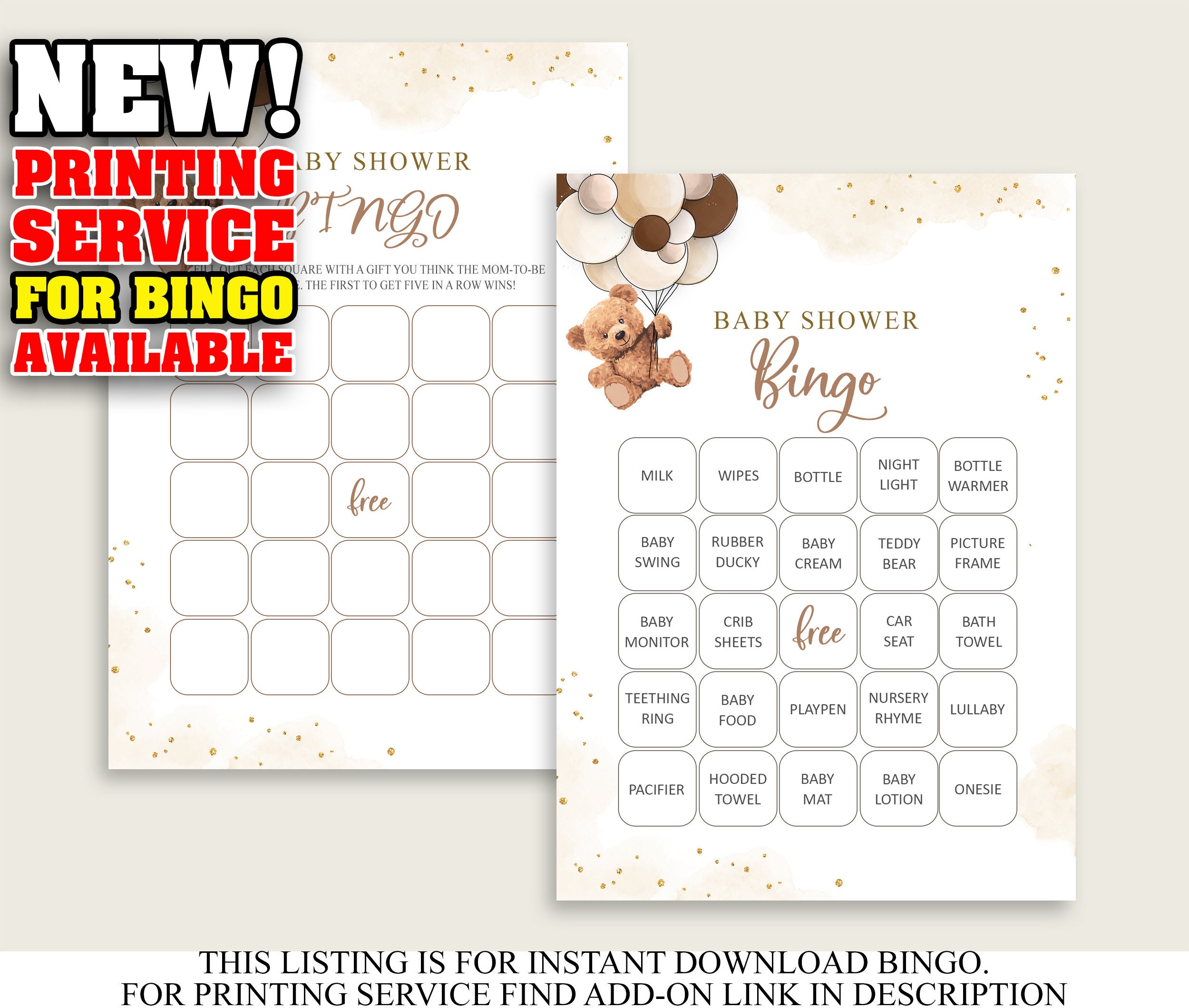 Teddy Bear Baby Shower Bingo Printable or Printed Bingo - Etsy Australia
