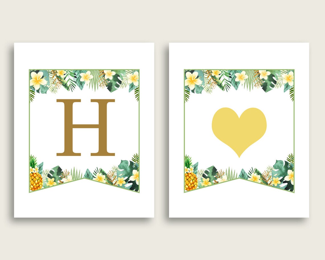 Tropical Baby Shower Banner All Letters Birthday Party Banner - Etsy