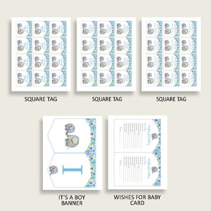 Blue Gray Baby Shower Decorations Boy Kit, Elephant Blue Baby Shower ...