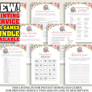 Pink Elephant Baby Shower Games Printable or Printed Pink - Etsy