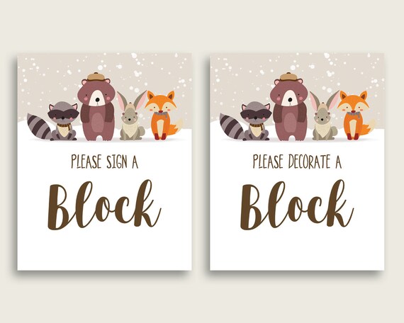 Beige Brown Please Sign A Block Sign and Decorate A Block Sign ...