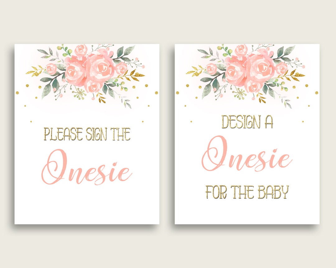 Pink Gold Please Sign the Onesie Sign and Design A Onesie Sign ...