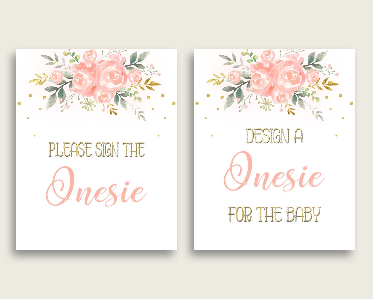 Pink Gold Please Sign the Onesie Sign and Design A Onesie Sign ...