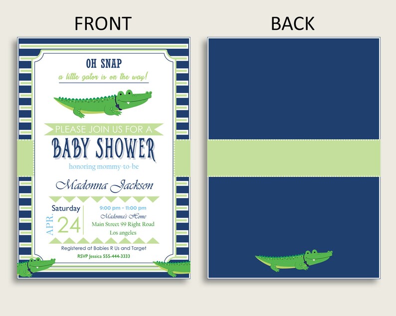 Alligator Baby Shower Invitations Printable Digital or - Etsy