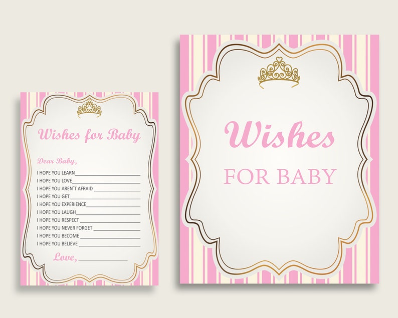 Pink Gold Wishes for Baby Cards & Sign, Royal Princess Baby Shower Girl ...