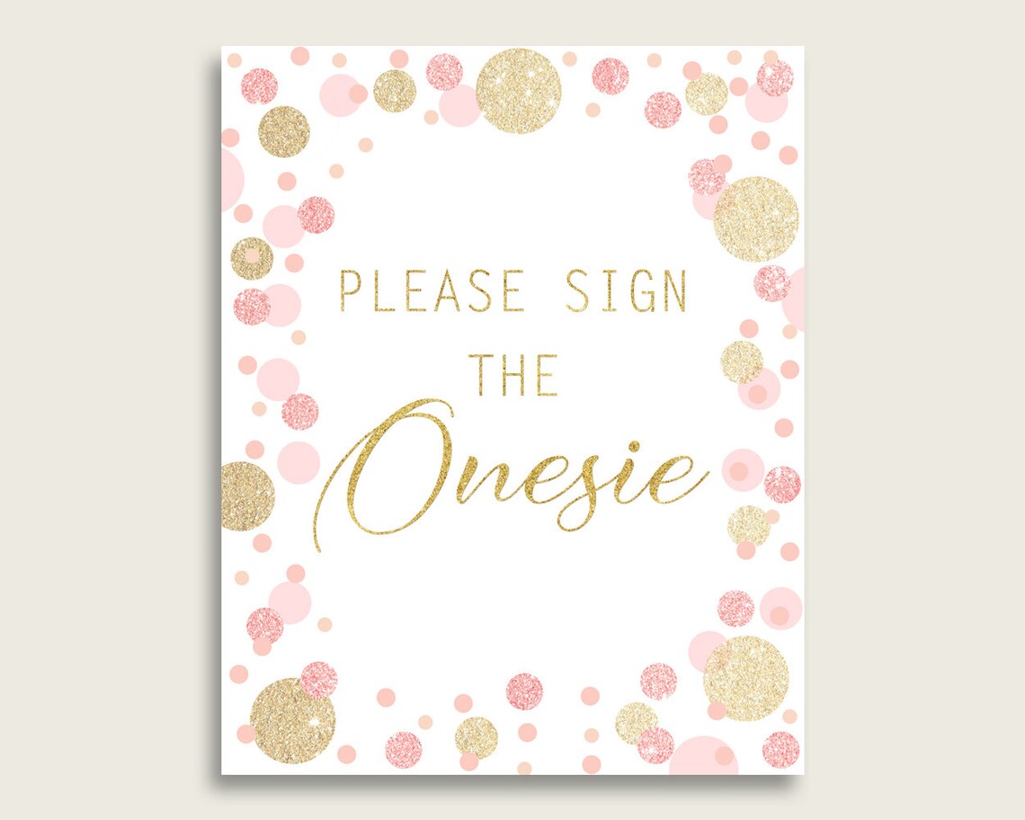 Pink Gold Please Sign the Onesie Sign and Design A Onesie Sign ...