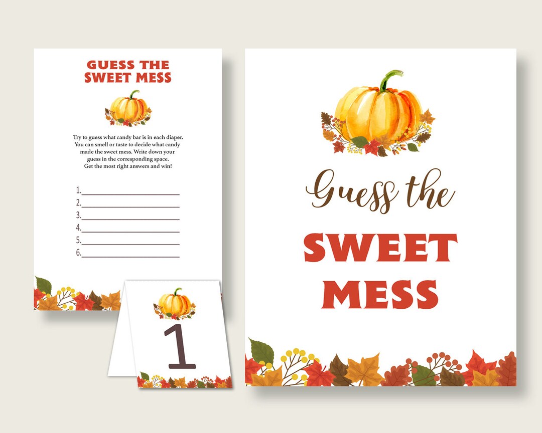 Fall Guessing Game Baby Shower Gender Neutral, Orange Brown Guess the ...