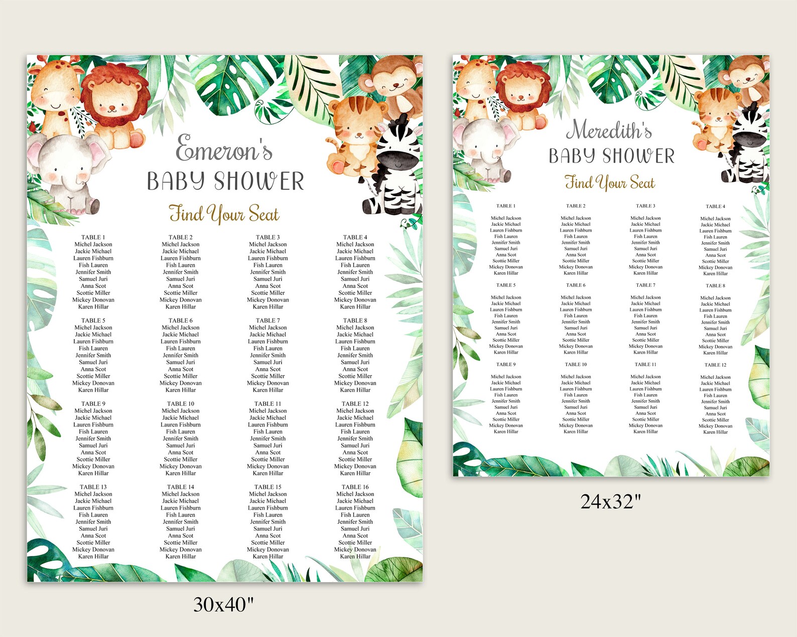 Green White Table Seating Chart Sign Printable Seating Chart - Etsy