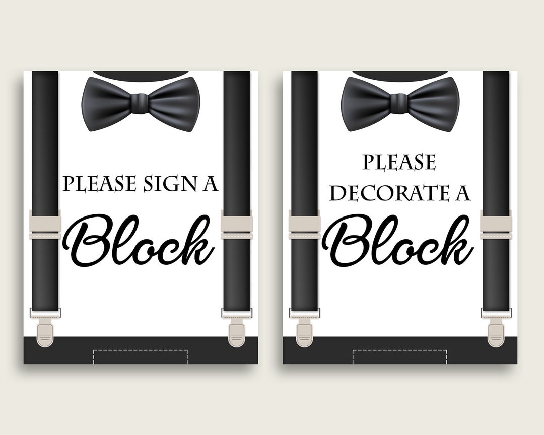 Black Beige Please Sign A Block Sign and Decorate A Block Sign ...