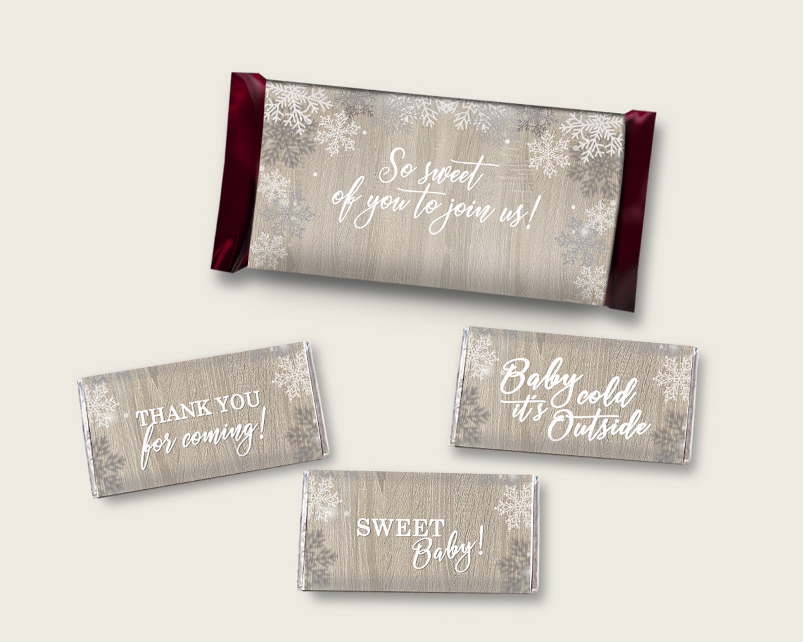 Snowflake Rustic Hershey Candy Bar Wrapper Printable White | Etsy