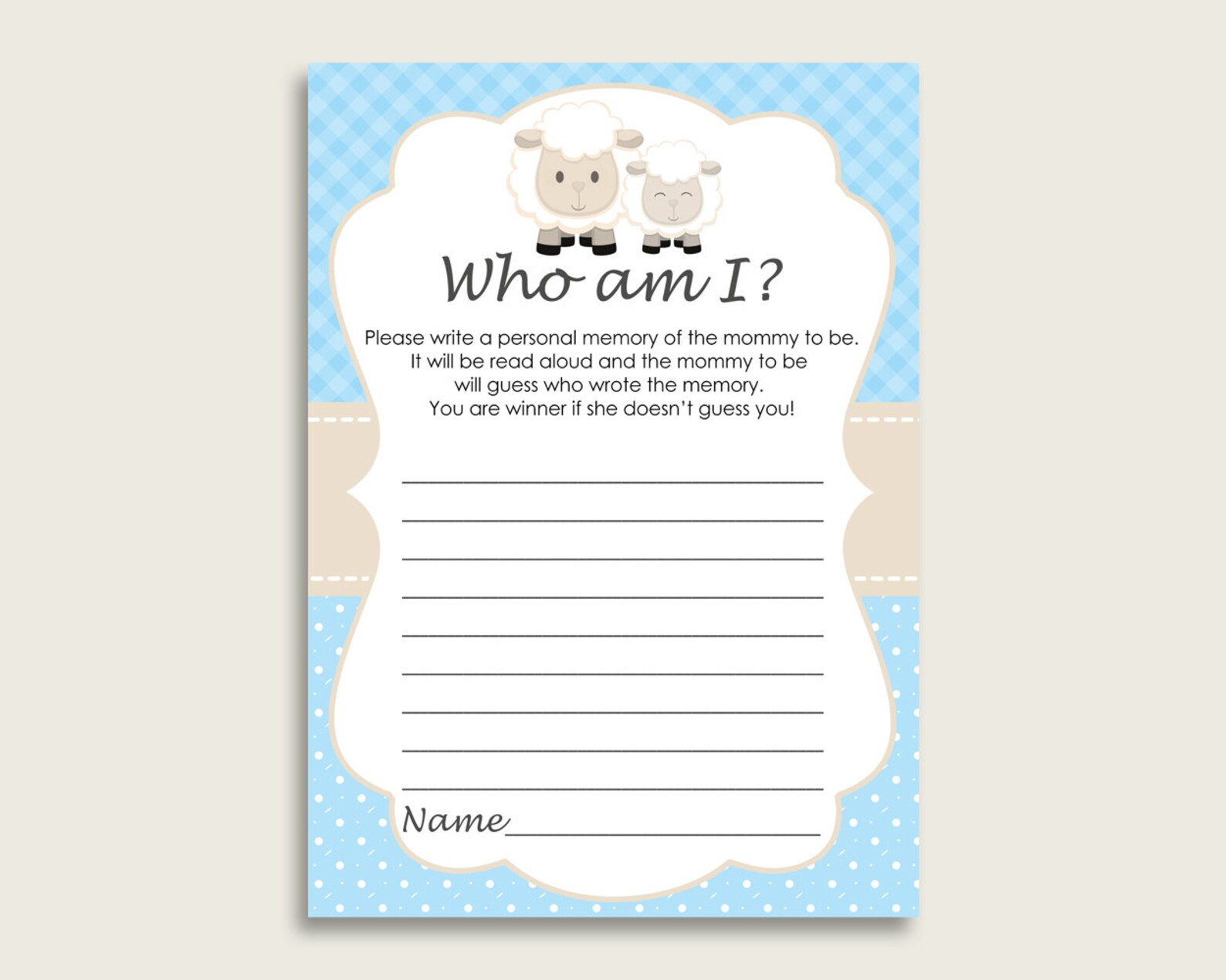 Little Lamb Who Am I Game Printable Boy Baby Shower Memory | Etsy