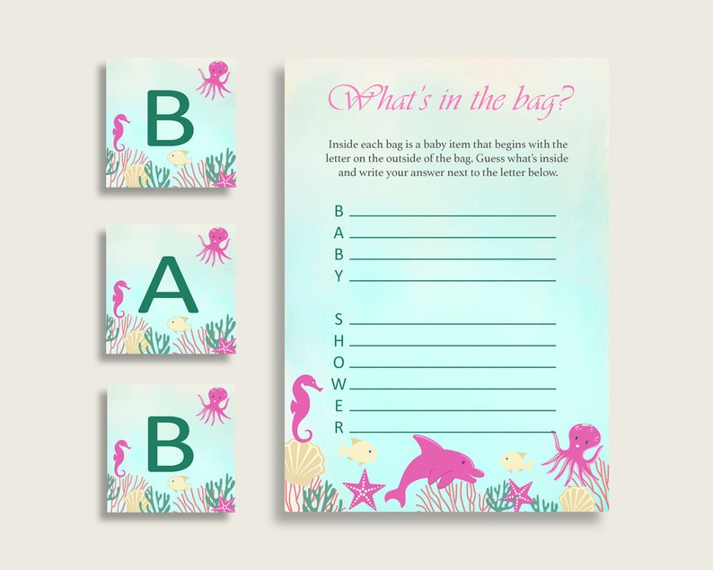 Under the Sea Baby Shower What's in the Bag Game Pink - Etsy