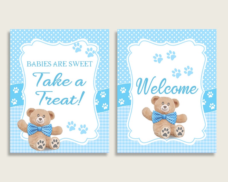 Teddy Bear Baby Shower Boy Table Signs Printable Blue Brown - Etsy