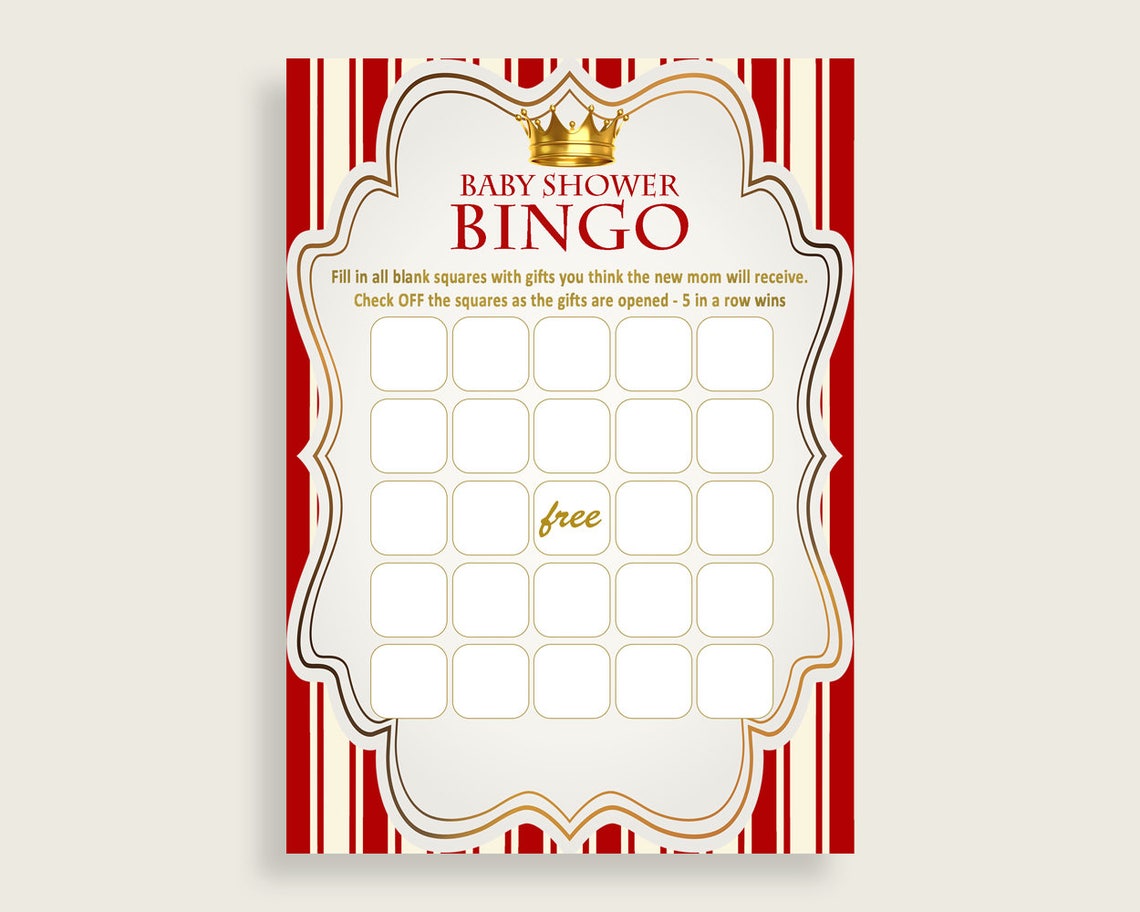 Empty Bingo Baby Shower Empty Bingo Prince Baby Shower Empty | Etsy