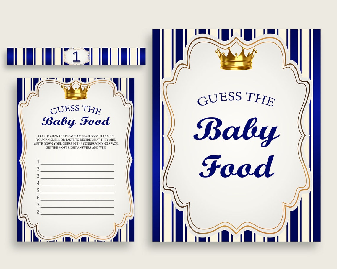 Blue Gold Royal Prince Guess the Baby Food Game Printable, Boy Baby ...