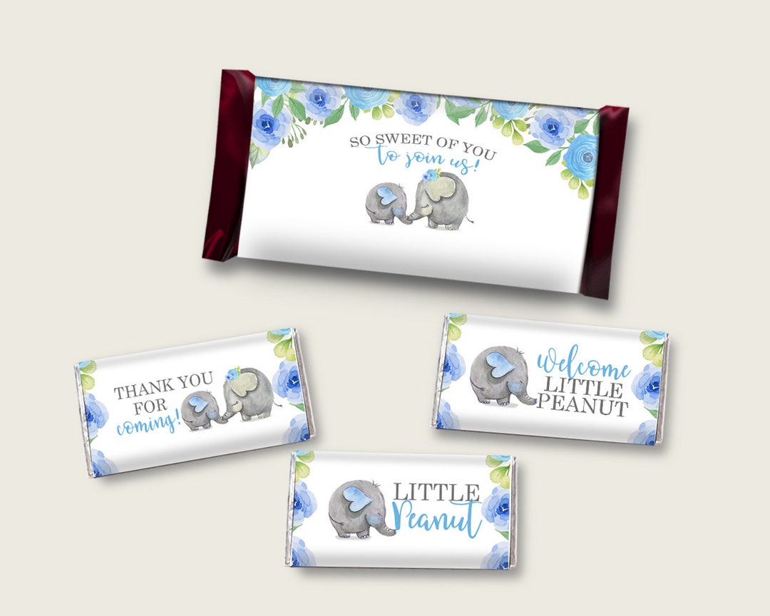 Elephant Blue Hershey Candy Bar Wrapper Printable, Blue Gray Chocolate ...