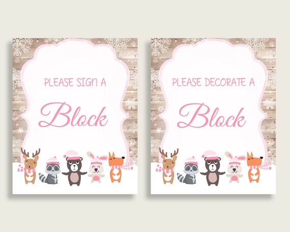Sign A Block Baby Shower Decorate A Block Forest Girl Baby | Etsy