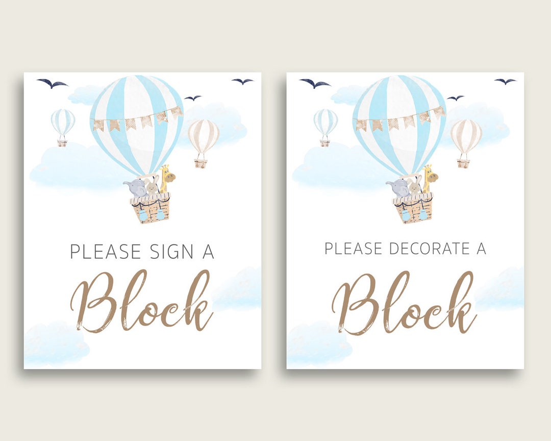 Blue White Please Sign A Block Sign and Decorate A Block Sign ...