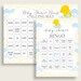 Rubber Duck Baby Shower Bingo Cards Printable, Yellow Blue Baby Shower ...