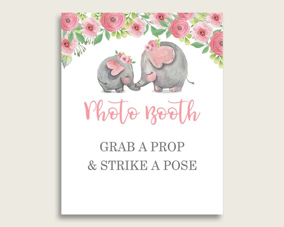 Pink Elephant Photobooth Sign Printable Girl Baby Shower Pink - Etsy
