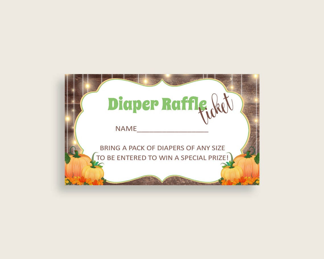 Autumn Baby Shower Diaper Raffle Tickets Game, Gender Neutral Brown ...