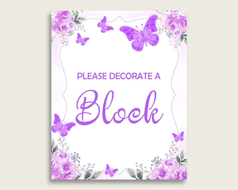 Purple White Please Sign A Block Sign and Decorate A Block Sign ...
