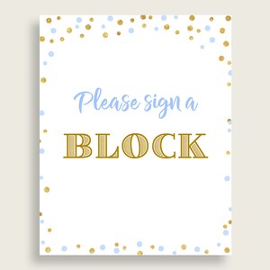 Sign A Block Baby Shower Decorate A Block Confetti Baby Shower Sign A ...