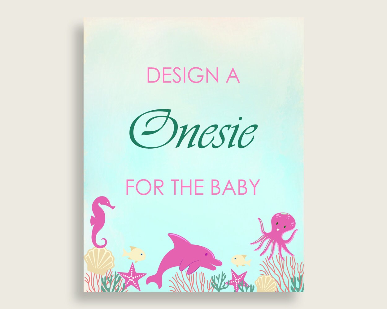 Pink Green Please Sign the Onesie Sign and Design A Onesie Sign ...
