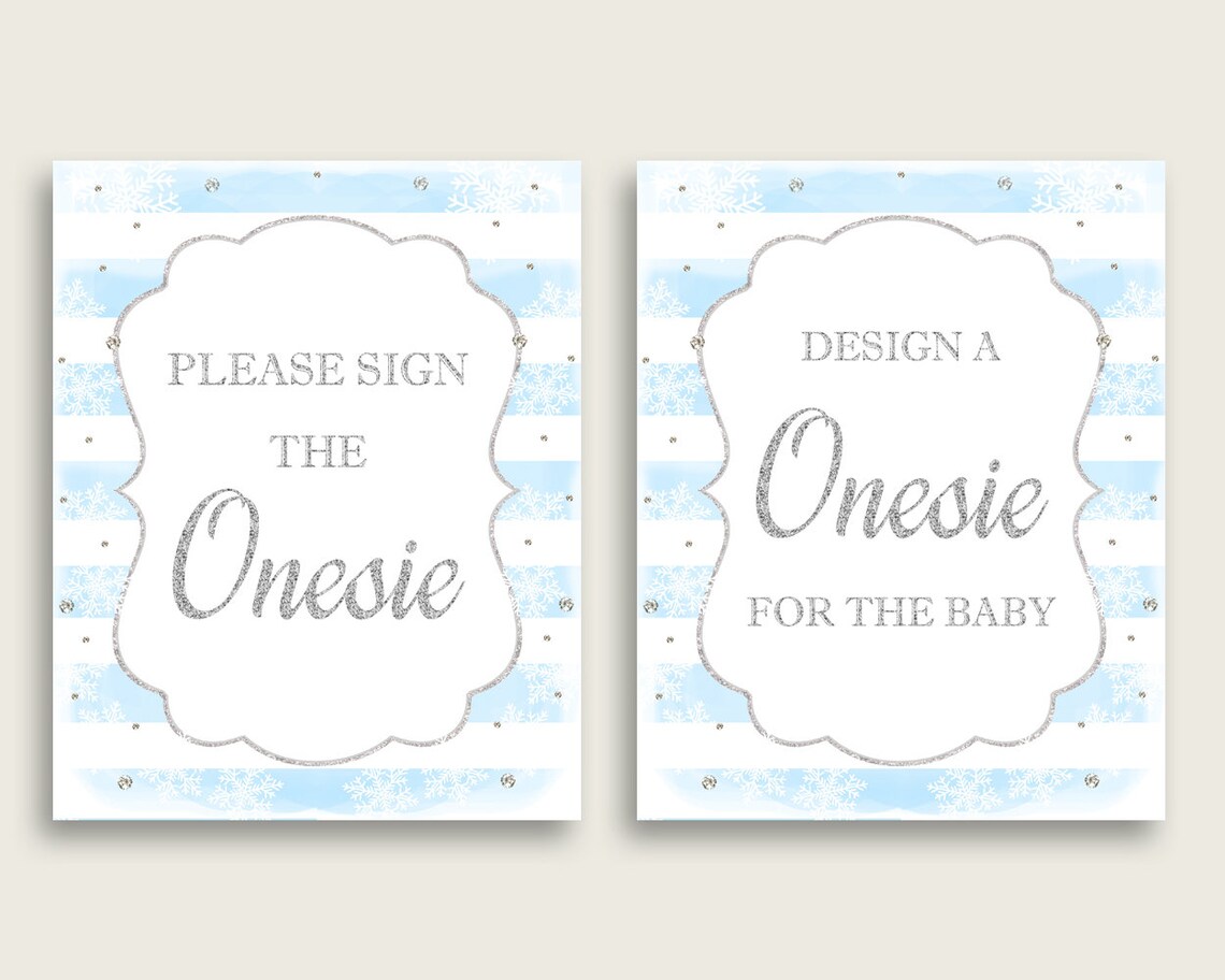 Silver Blue Please Sign the Onesie Sign and Design A Onesie Sign ...