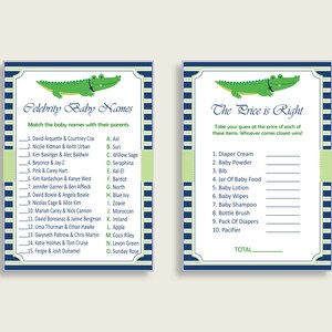 Alligator Baby Shower Games Printable Pack, Blue Green Baby Shower ...