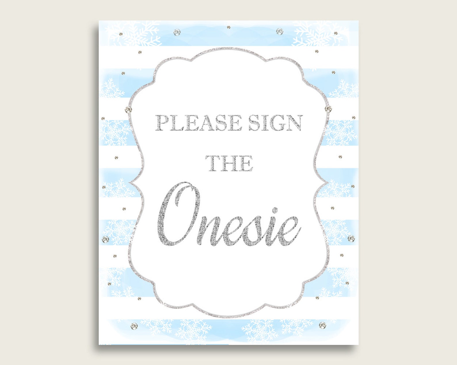 Silver Blue Please Sign the Onesie Sign and Design A Onesie Sign ...