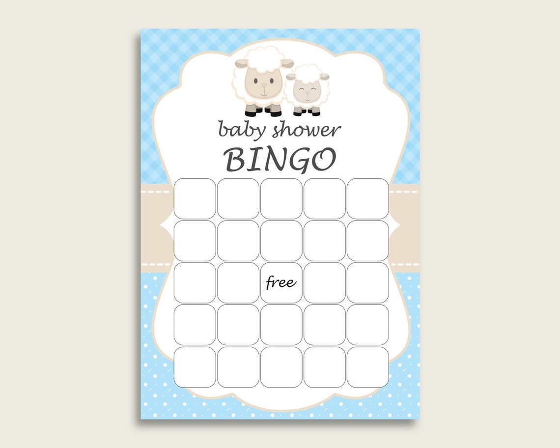 Blue White Baby Shower Bingo Blank Game Printable Little Lamb - Etsy