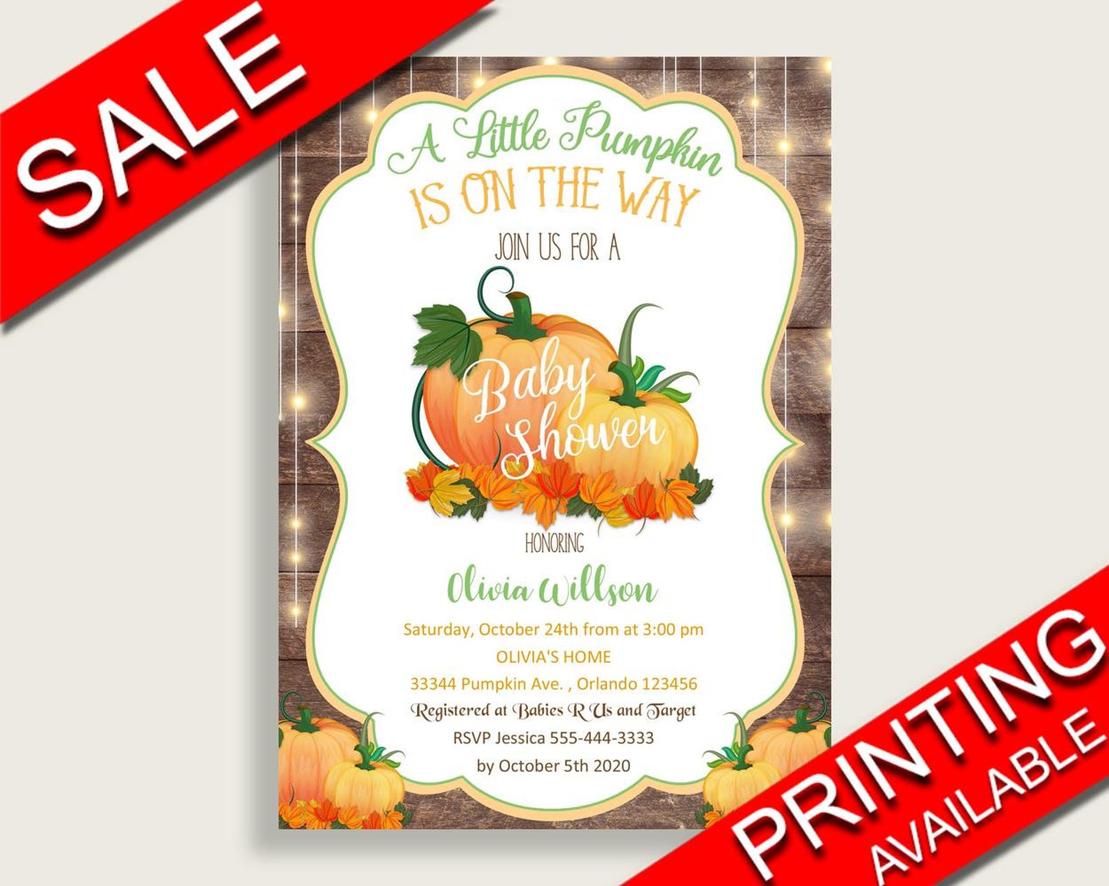 Autumn Baby Shower Invitations Printable Digital Or Printed | Etsy