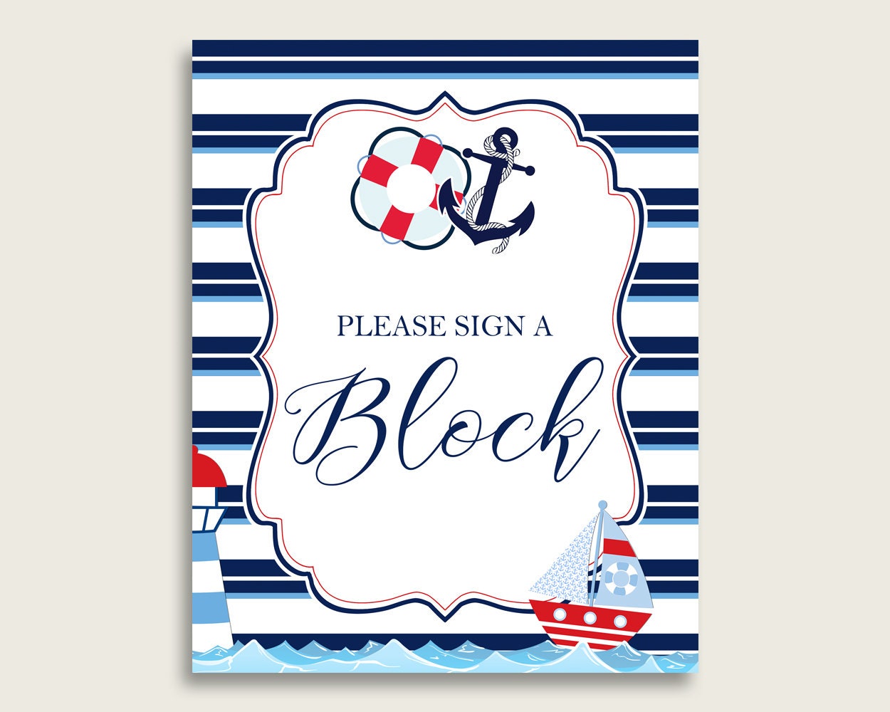 Blue Red Please Sign A Block Sign and Decorate A Block Sign - Etsy