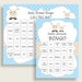 Little Lamb Baby Shower Bingo Cards Printable, Blue White Baby Shower ...