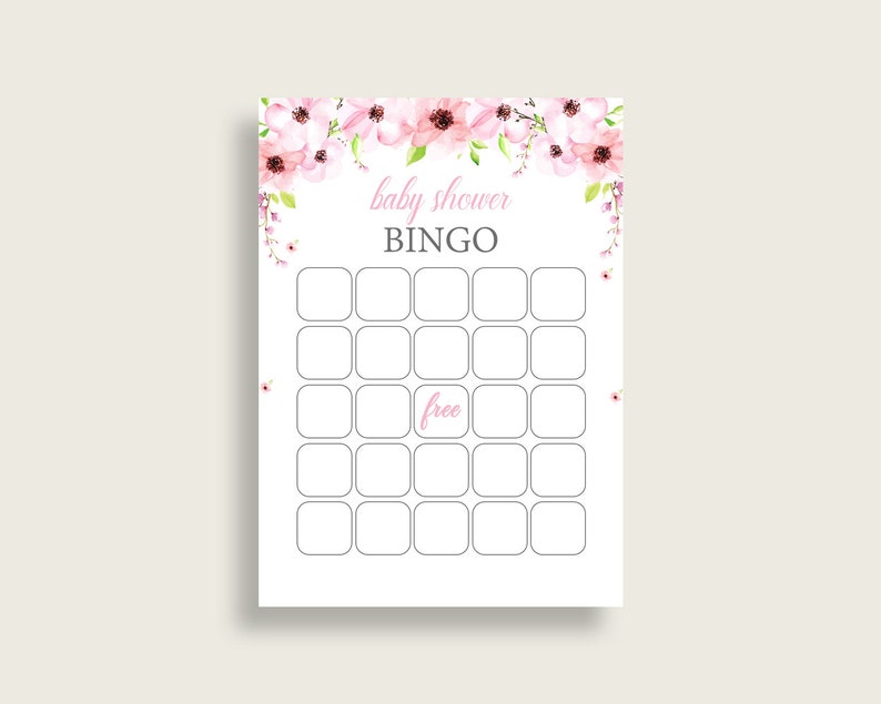 Flower Blush Baby Shower Bingo Cards Printable Pink Green | Etsy