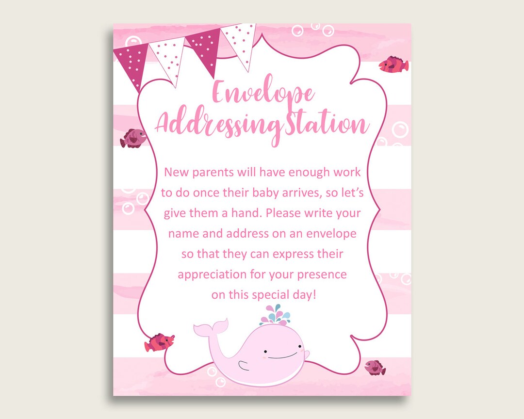 Envelope Addressing Baby Shower Envelope Addressing Pink Whale Baby ...