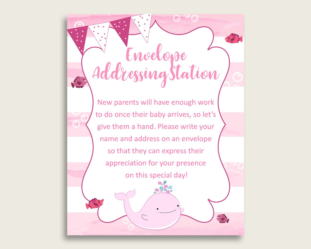 Envelope Addressing Baby Shower Envelope Addressing Pink Whale Baby ...