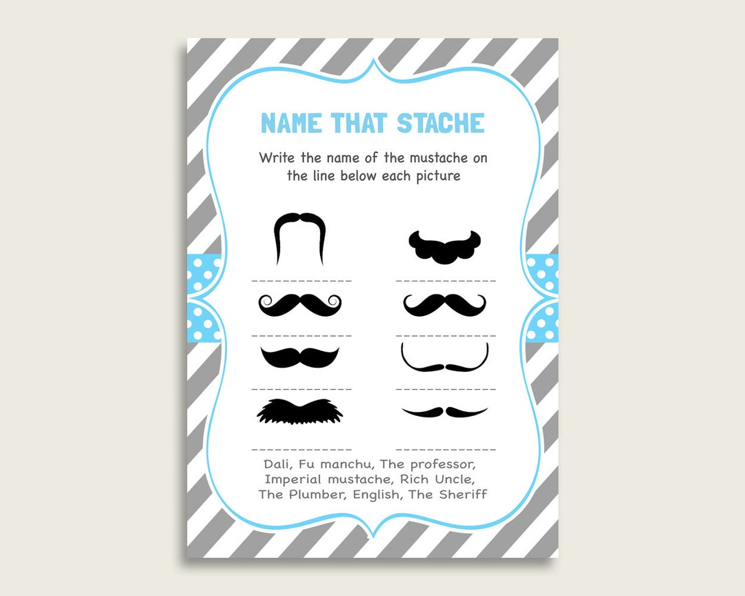 Name That Stache Baby Shower Name That Stache Mustache Baby Shower Name ...