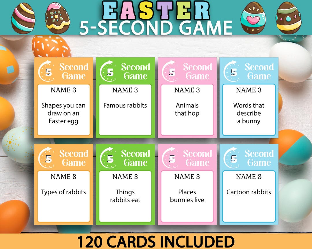 Printable Easter 5 Second Game, Easter Activity for Kids and Adults, Five Second Easter Party ...