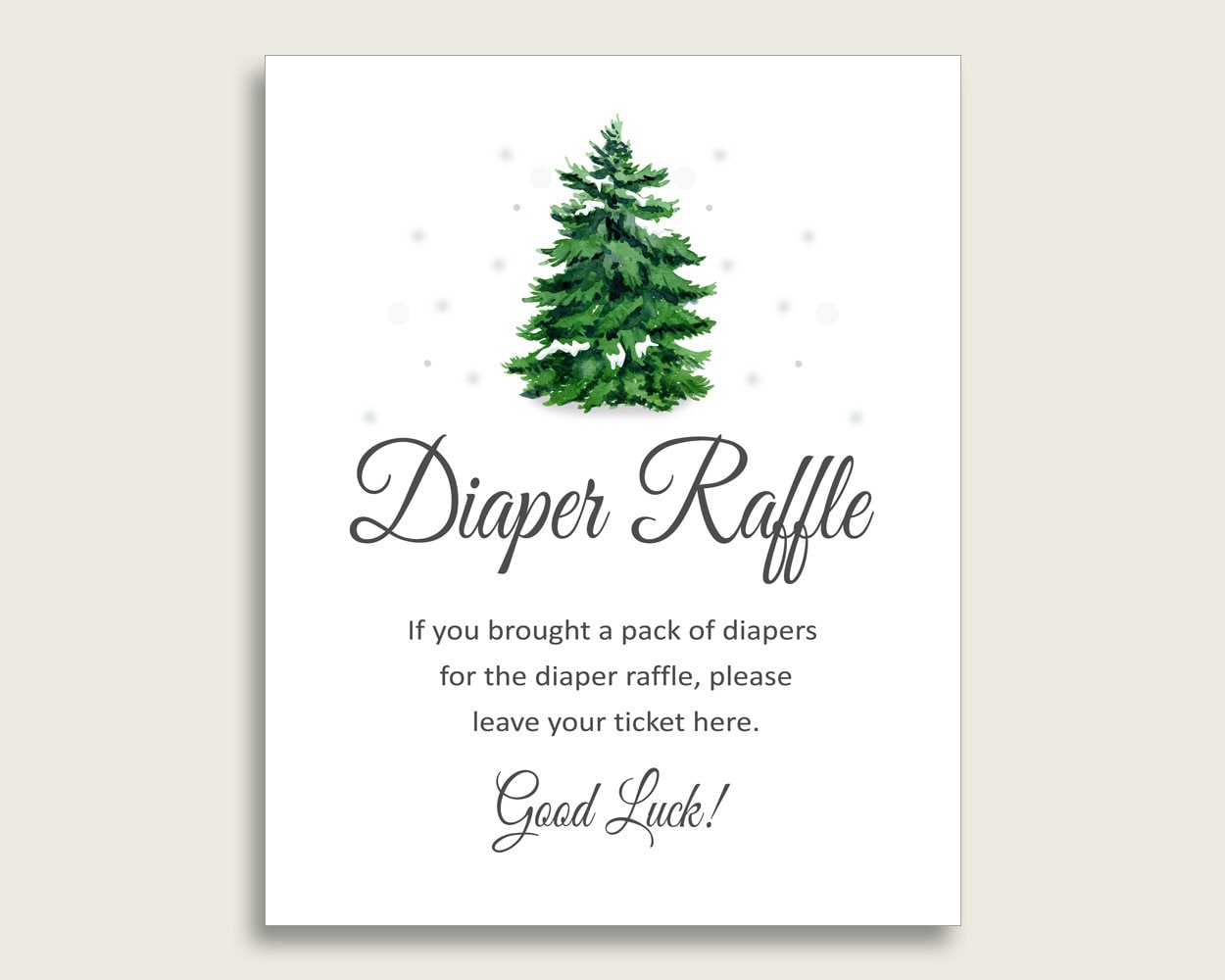 Winter Tree Baby Shower Diaper Raffle Tickets Game Gender - Etsy